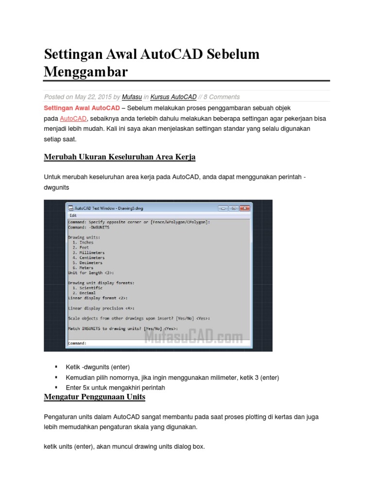 Settingan Awal AutoCAD | PDF
