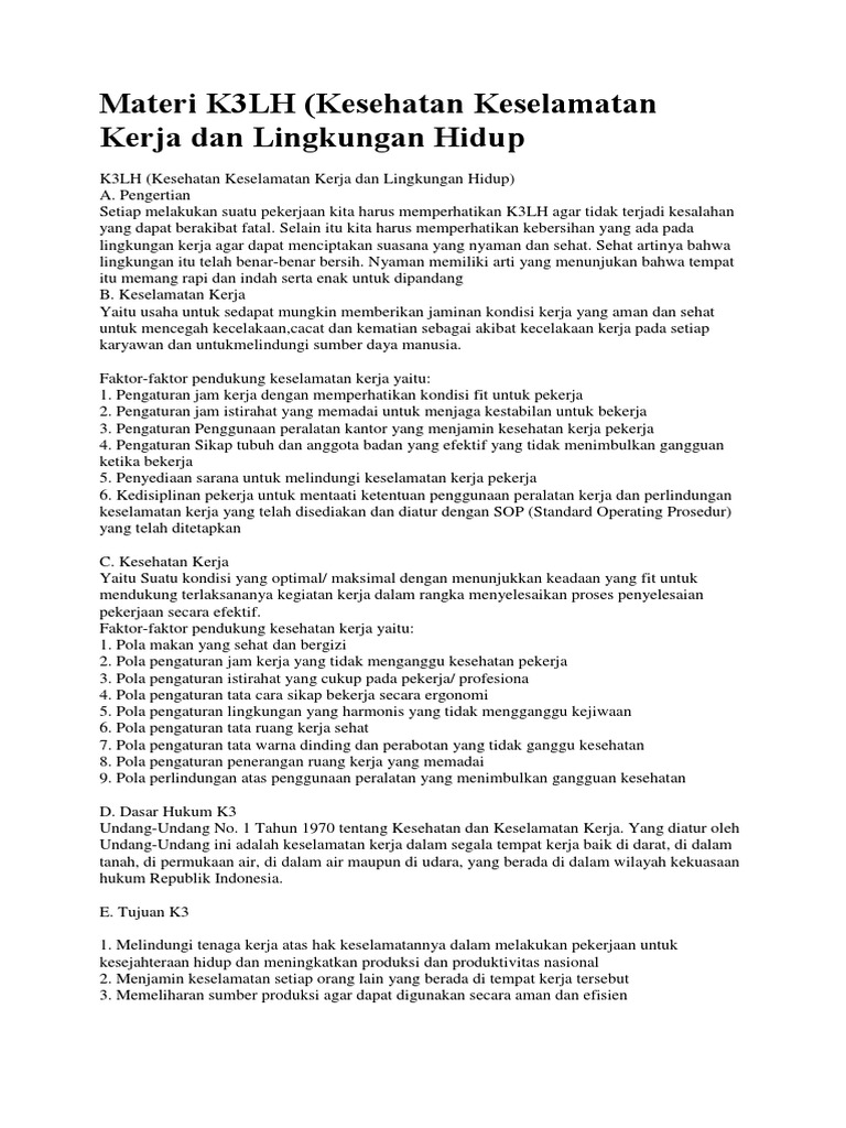 Materi K3LH | PDF