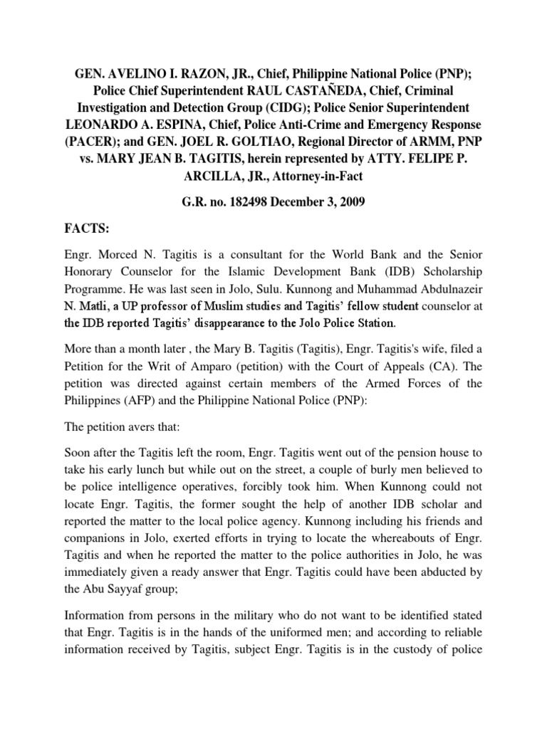 Razon vs. Tagitis | PDF | Pleading | Police