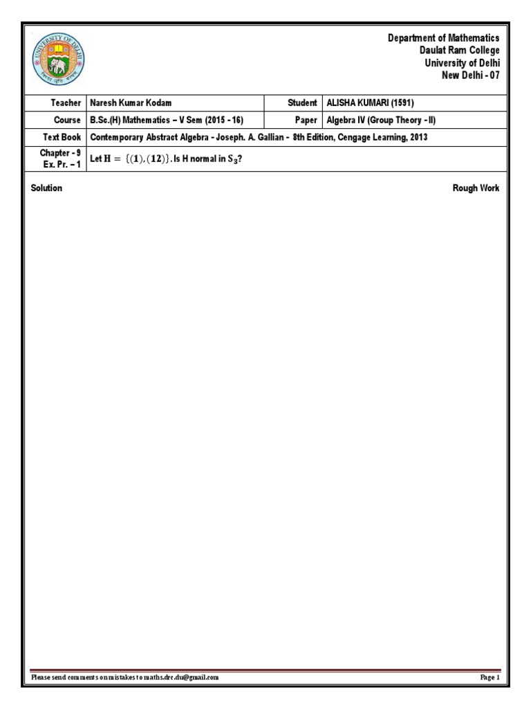 CAA-Chapter 9 (Exercises) | PDF | Group Theory | Algebra
