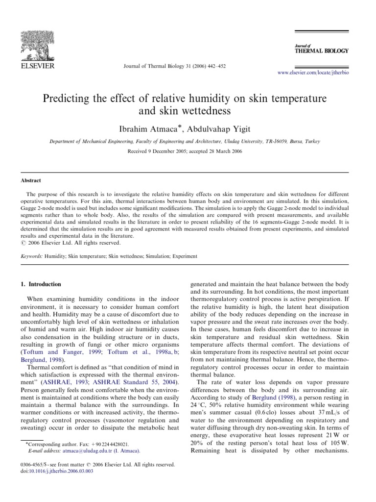 Predicting The Effect of Relative Humidity | PDF | Heat Transfer | Humidity