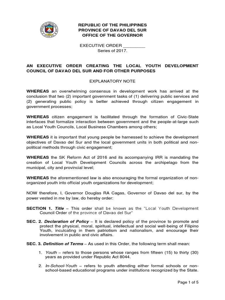 Youth Council Executive Order | PDF | Local Government | Non ...