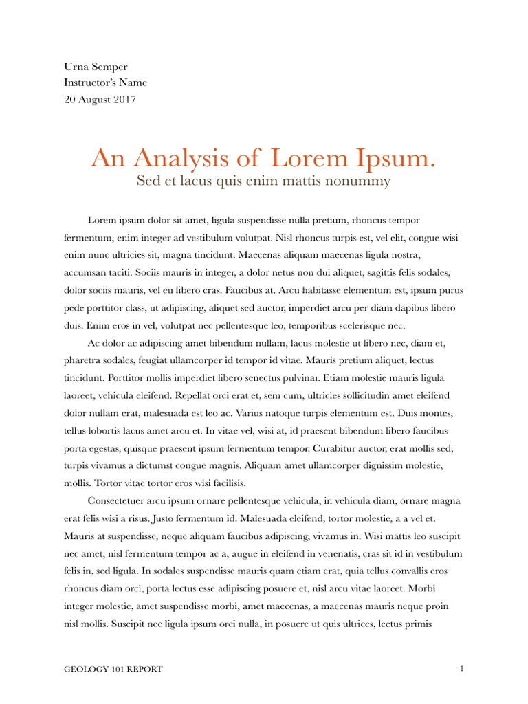 An Analysis of Lorem Ipsum.: Sed Et Lacus Quis Enim Mattis Nonummy | PDF
