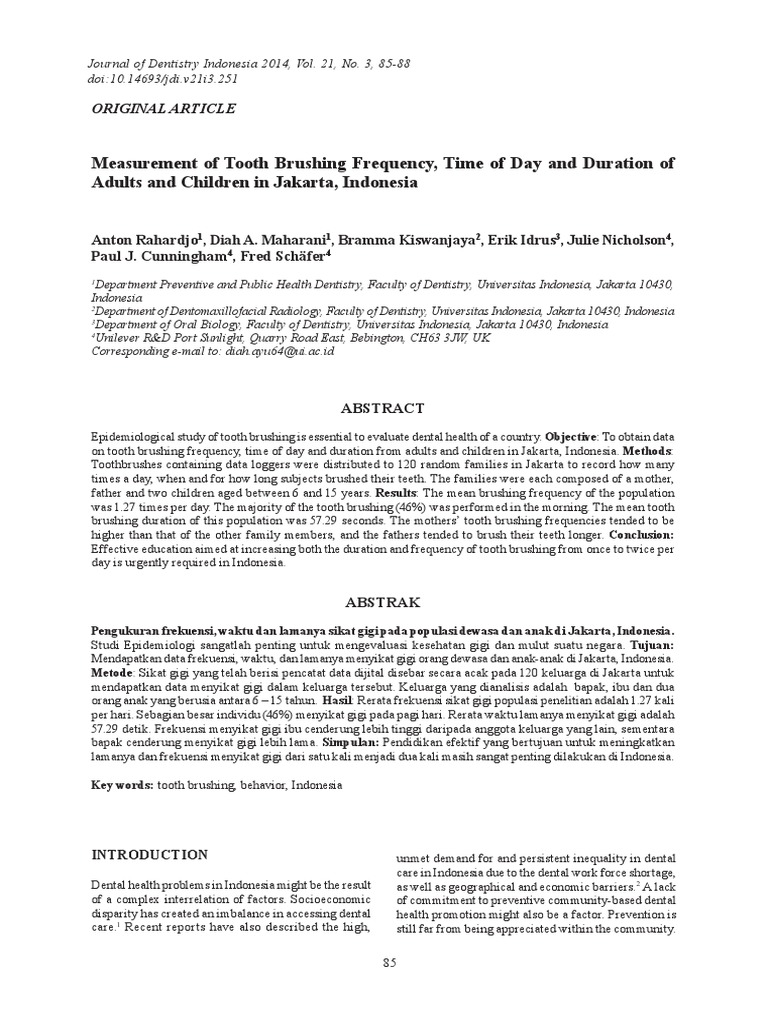 Frekuensi Menyikat Gigi | PDF | Oral Hygiene | Toothbrush
