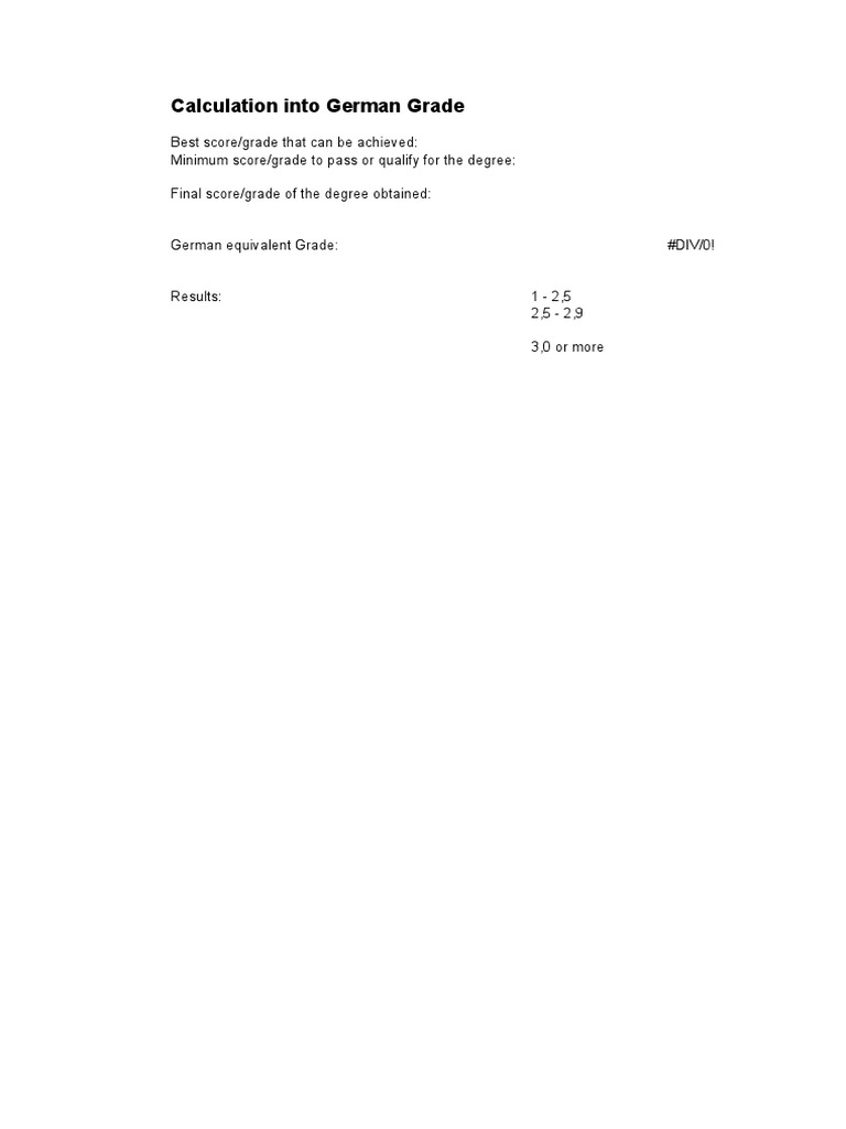 German Grade Calculation Guide | PDF