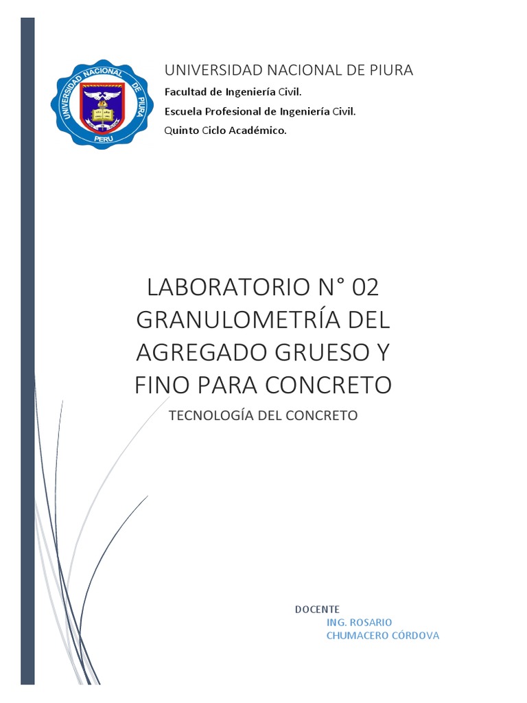 Lab.N02 Granulometría Del Agregado Grueso y Fino | PDF | Hormigón | Materiales de construcción