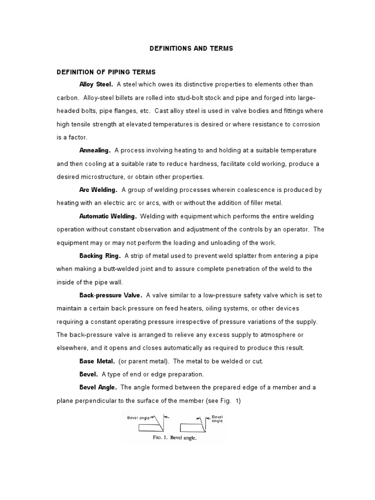 Piping Terms and Definitions Guide | PDF | Welding | Construction