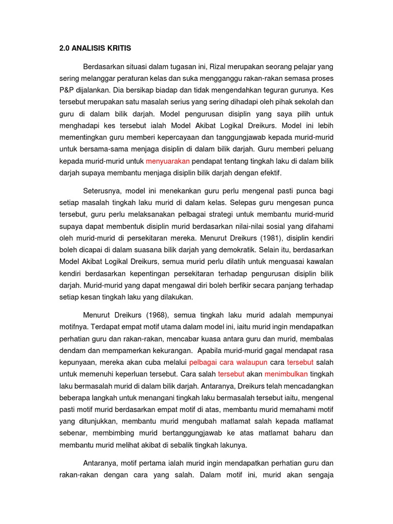 Analisis Kritis EDUP 3043 | PDF