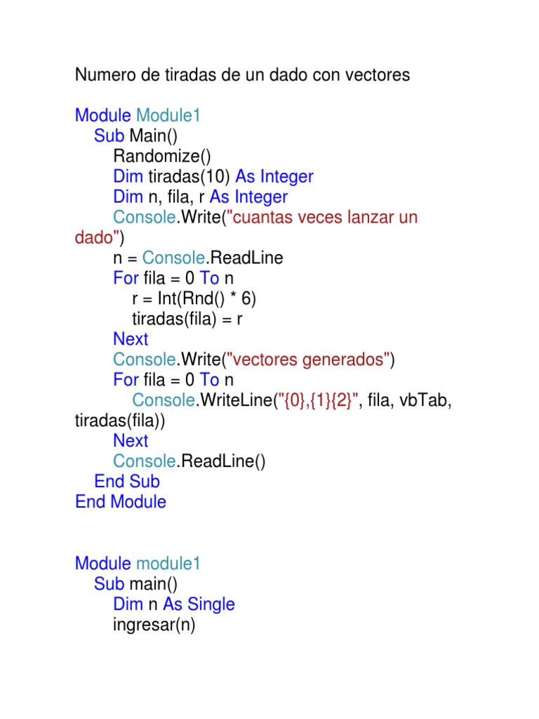 Numero de Tiradas de Un Dado Con Vectores | PDF | Computers