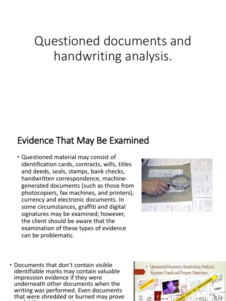 Questioned Documents and Handwriting Analysis | PDF | Science ...