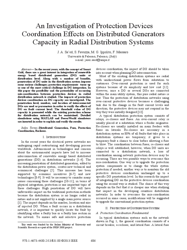 An Investigation Of Protection Devices Coordination Effects On Distributed Generators Capacity