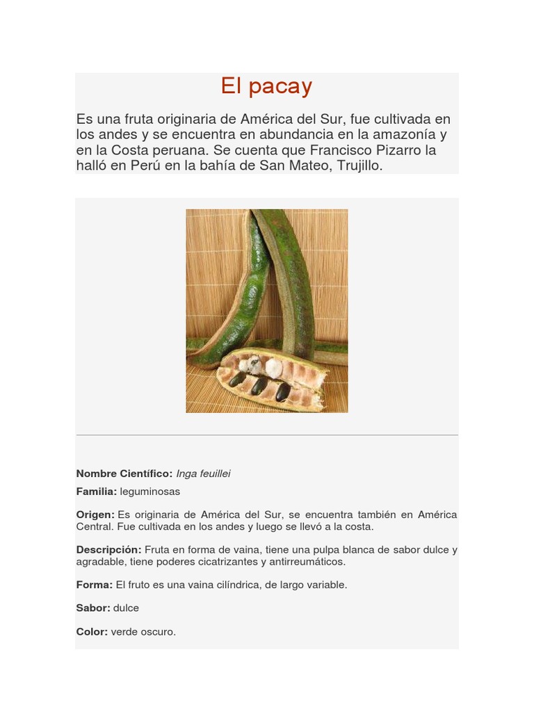 Pacay: Fruta dulce y medicinal del Perú | PDF | Salud y bienestar