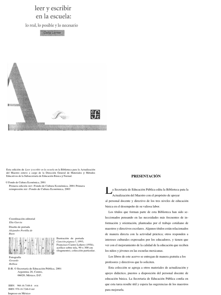 Leer y Escribir en La Escuela - Delia Lerner PDF | PDF