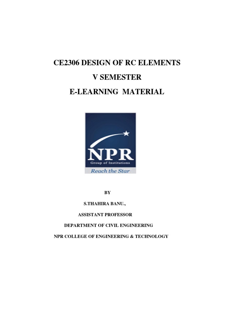 Ce2306 Design of RC Elements PDF | PDF