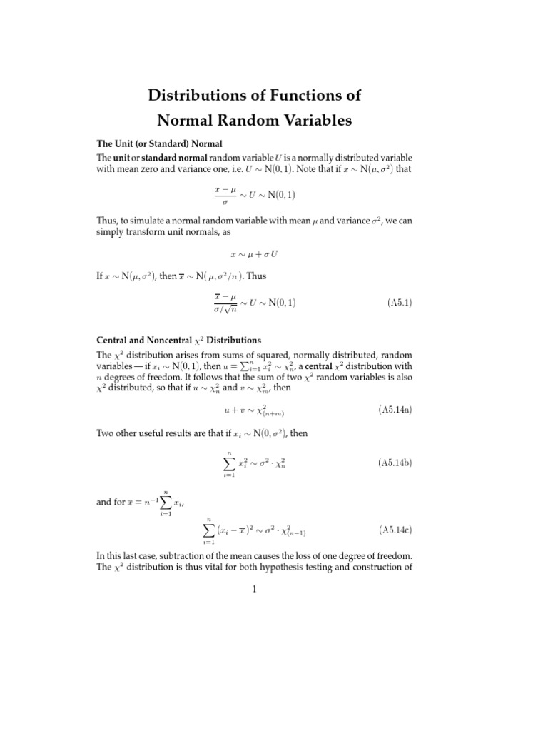 Distributions of Functions of Normal Random Variables: The Unit (Or ...