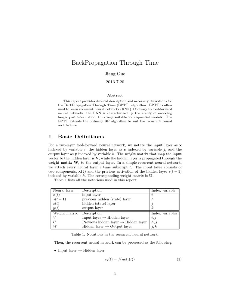 BackPropagation Through Time | PDF | Artificial Neural Network | Areas Of Computer Science