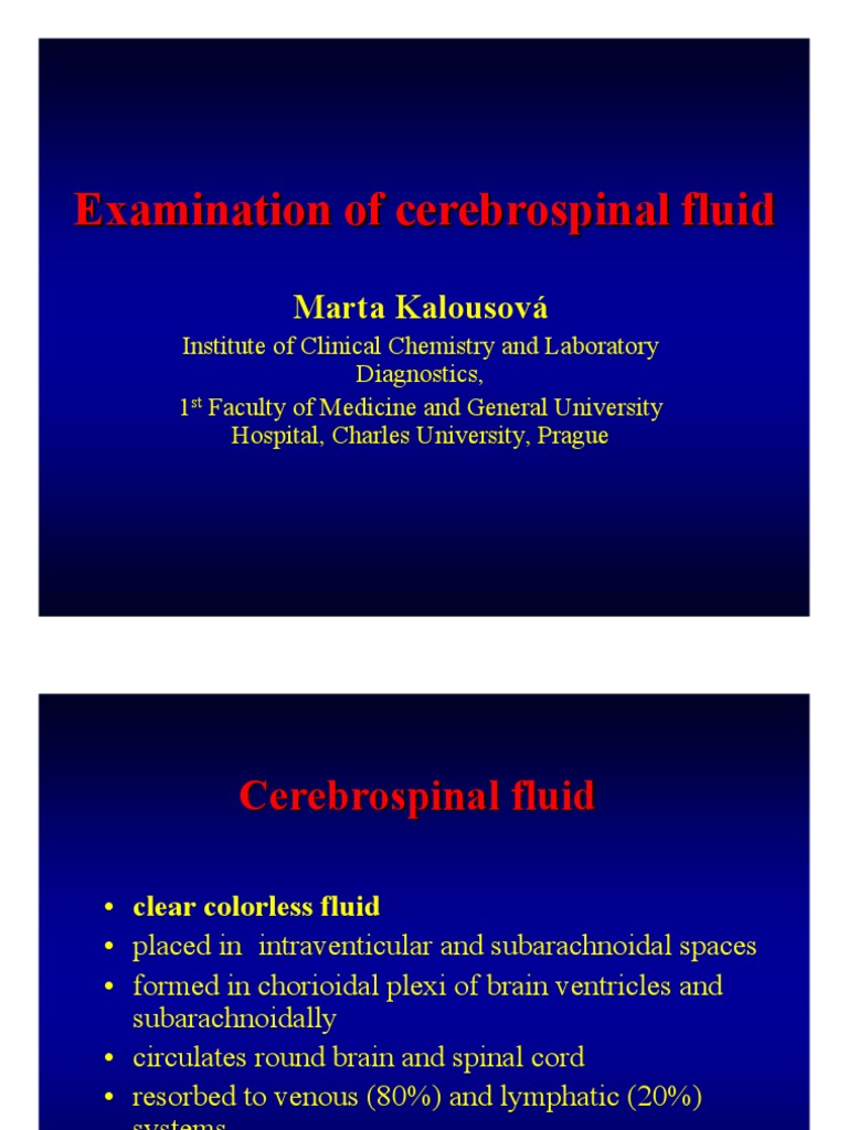Examination of Cerebrospinal Fluid | PDF | Cerebrospinal Fluid | Clinical Medicine