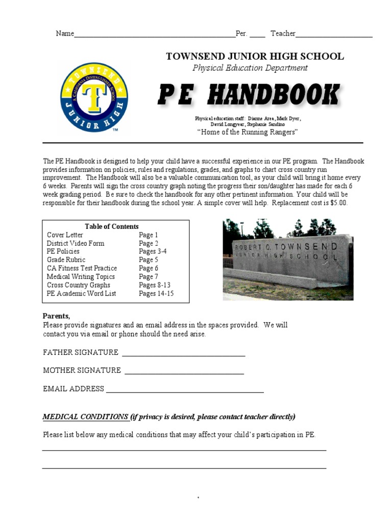 Tjhs Pe Handbook | PDF | Physical Education | Sports
