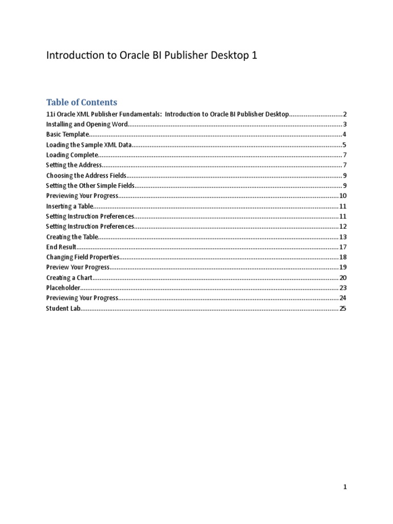 Oracle BI Publisher Desktop Intro New | PDF | Microsoft Word | Portable ...