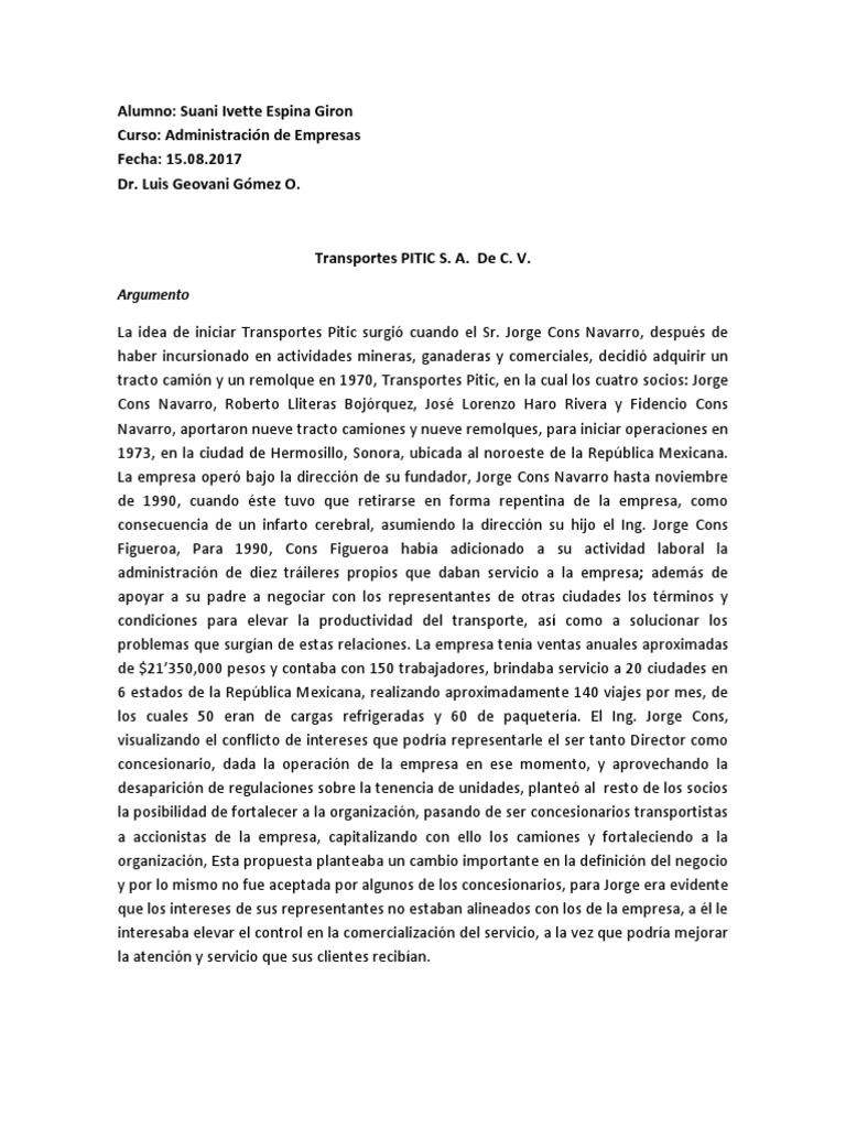 Transportes Pitic | PDF | Logística | Outsourcing