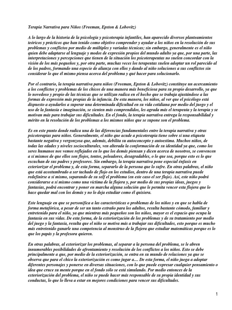 Terapia Narrativa para Niños | PDF