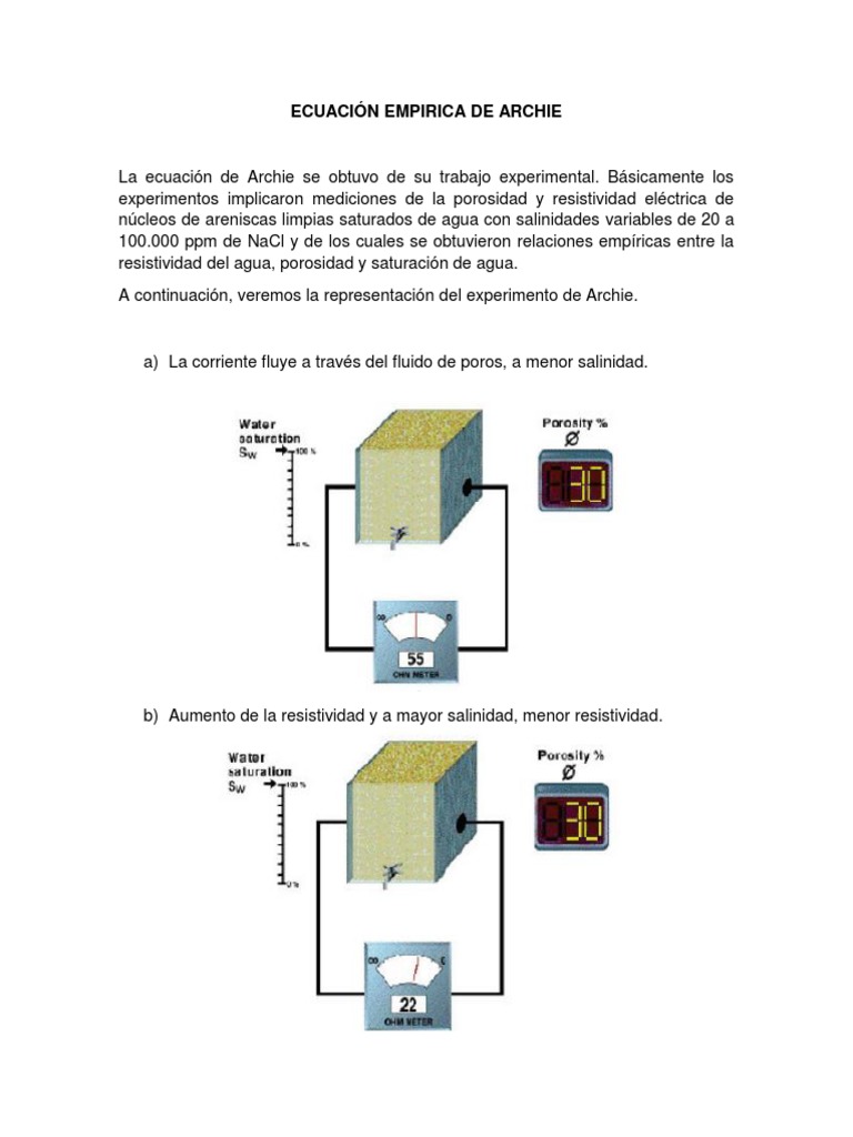 Ecuación Empirica de Archie | PDF | Resistividad Eléctrica y ...