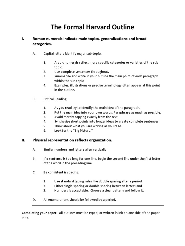 The Formal Harvard Outline | PDF