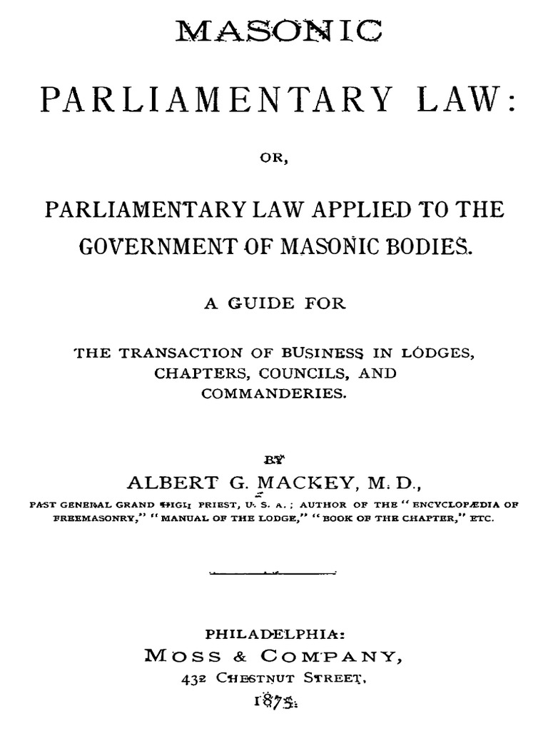 Masonic Parliamentary Law | PDF | Freemasonry | Fraternal Service ...