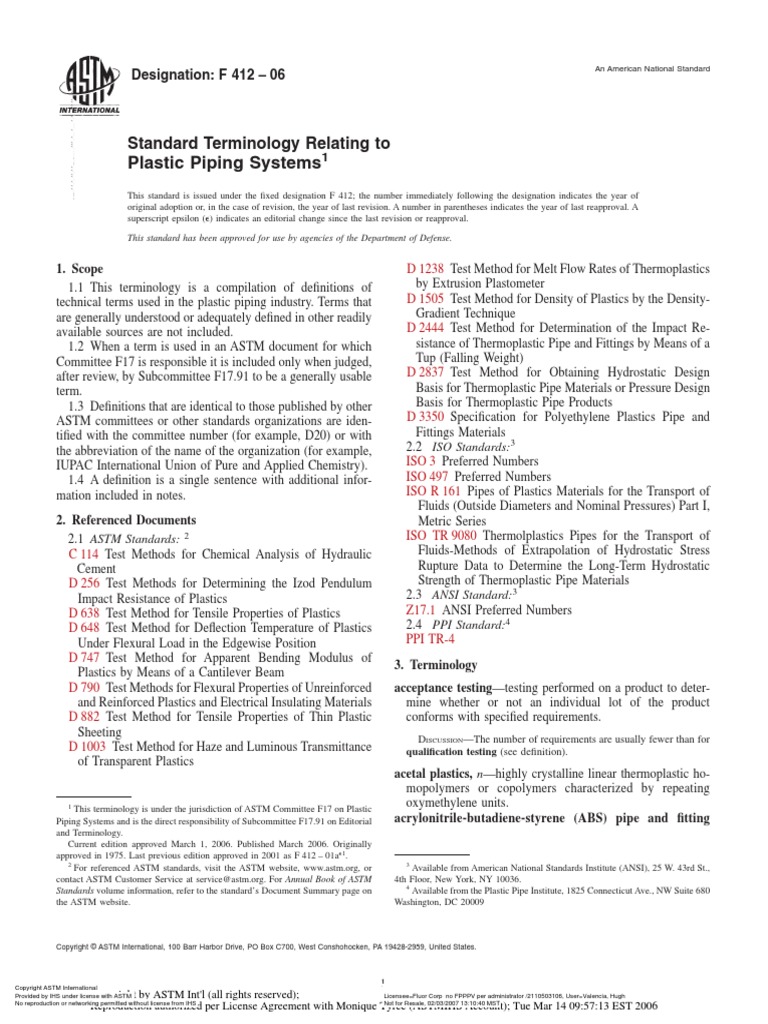 Astm F 412 - 06 PDF | PDF | Polymers | Plastic