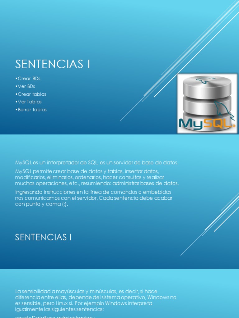 Sentencias I Mysql | PDF | Tabla (base de datos) | Bases de datos