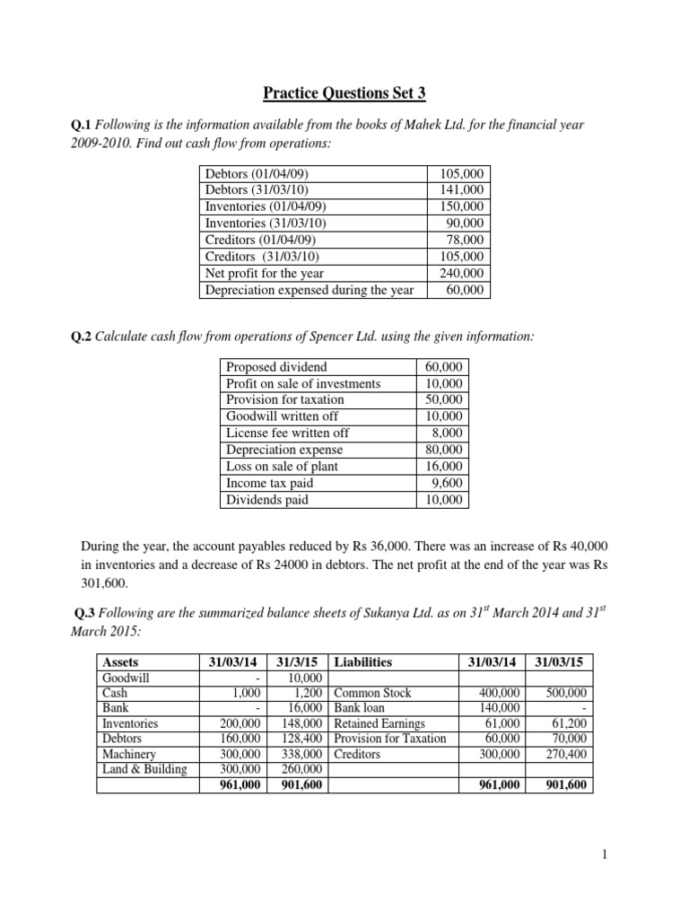 Practice Questions Set 3 | PDF | Dividend | Expense