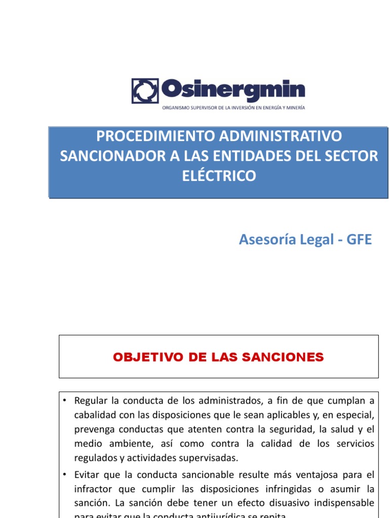 Procedimiento Administrativo Sancionador - Osinergmin | PDF | Gobierno