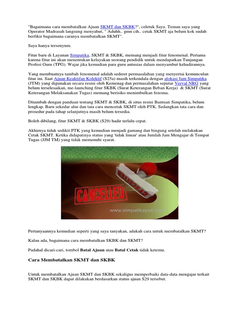 Cara Membatalkan SKMT-SKBK | PDF
