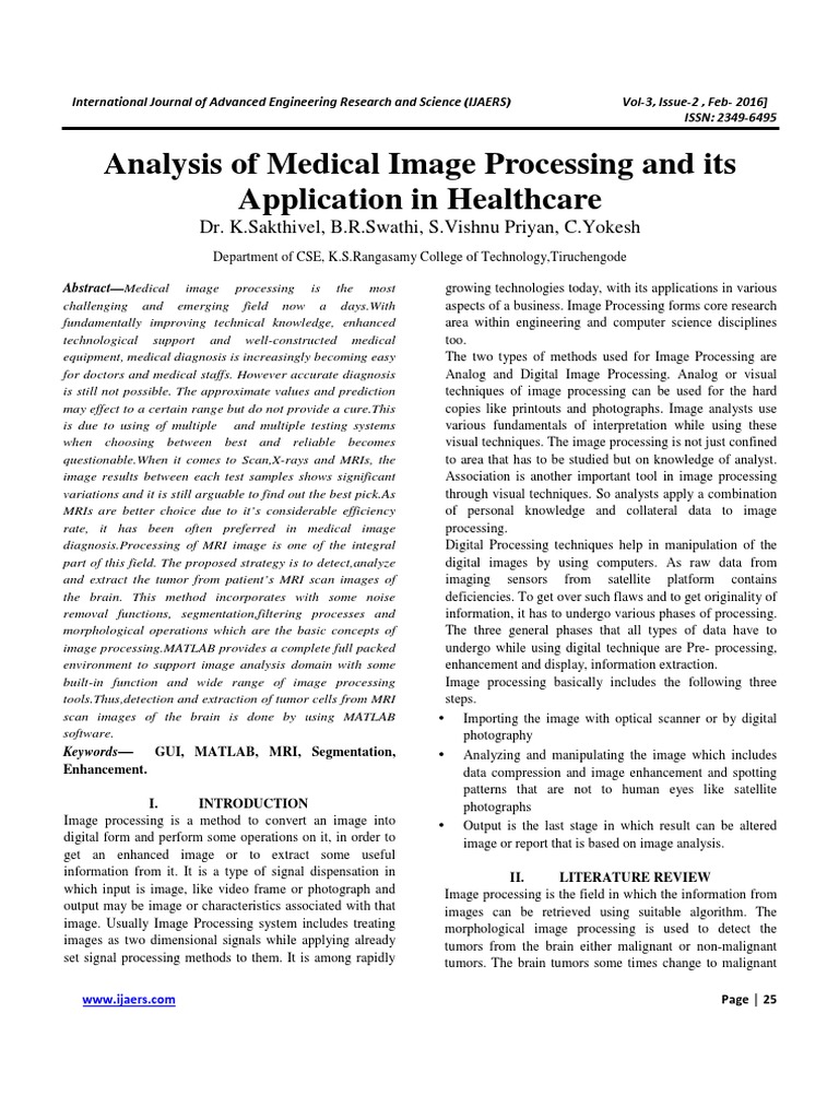 Analysis of Medical Image Processing and | PDF | Image Segmentation ...