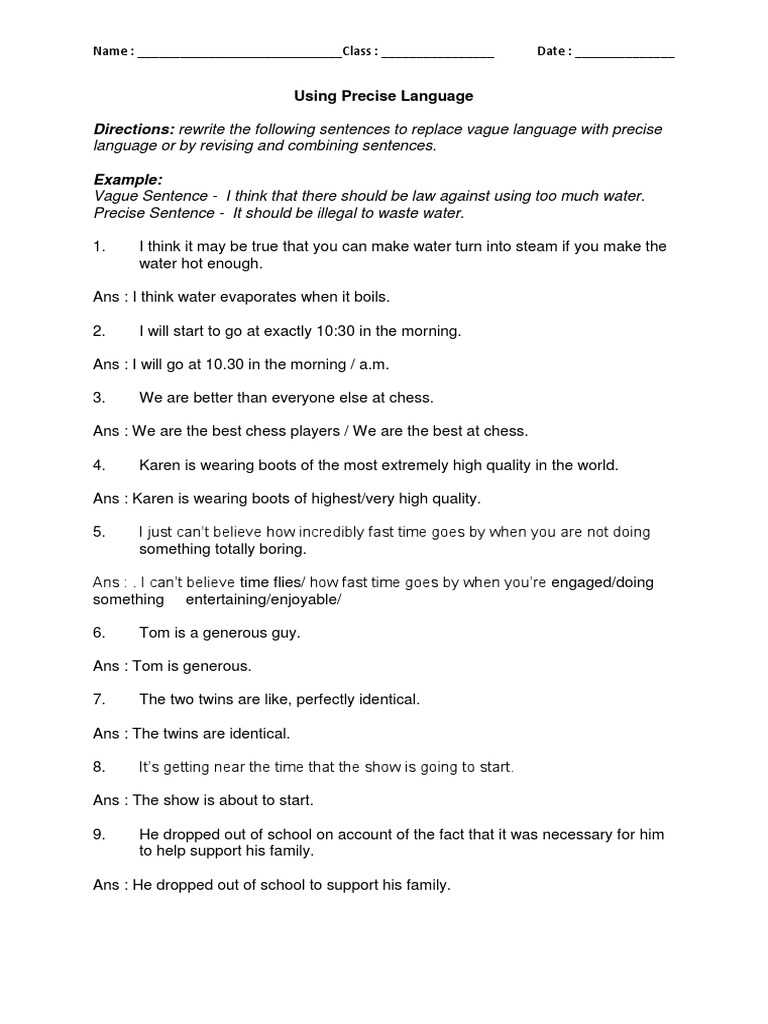 Using Precise Language | PDF