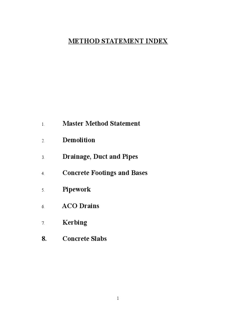Method Statement - Concrete Slab Installation - SSBS | PDF | Personal ...