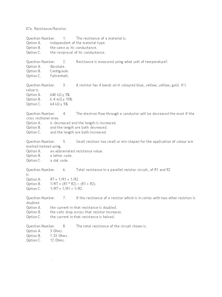 Soal Resistors and Resistance | PDF | Electrical Resistance And ...