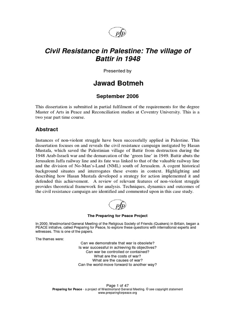 Jawad Botmeh's 2006 Masters Thesis, 'Civil Resistance in Palestine: The ...