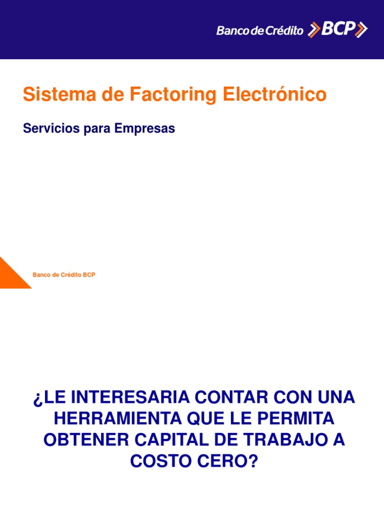 Factoring Electrónico - BCP | PDF | Factoring (Finanzas) | Bancos