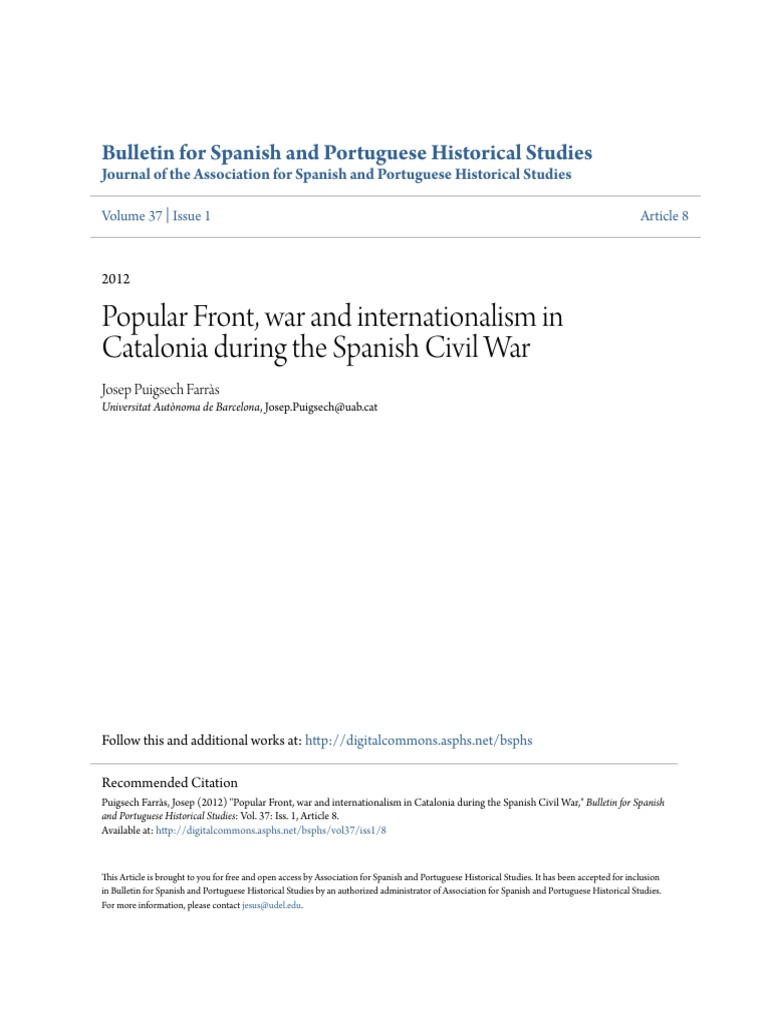 Catalonia's Popular Front in Civil War | PDF | Catalonia | Communism