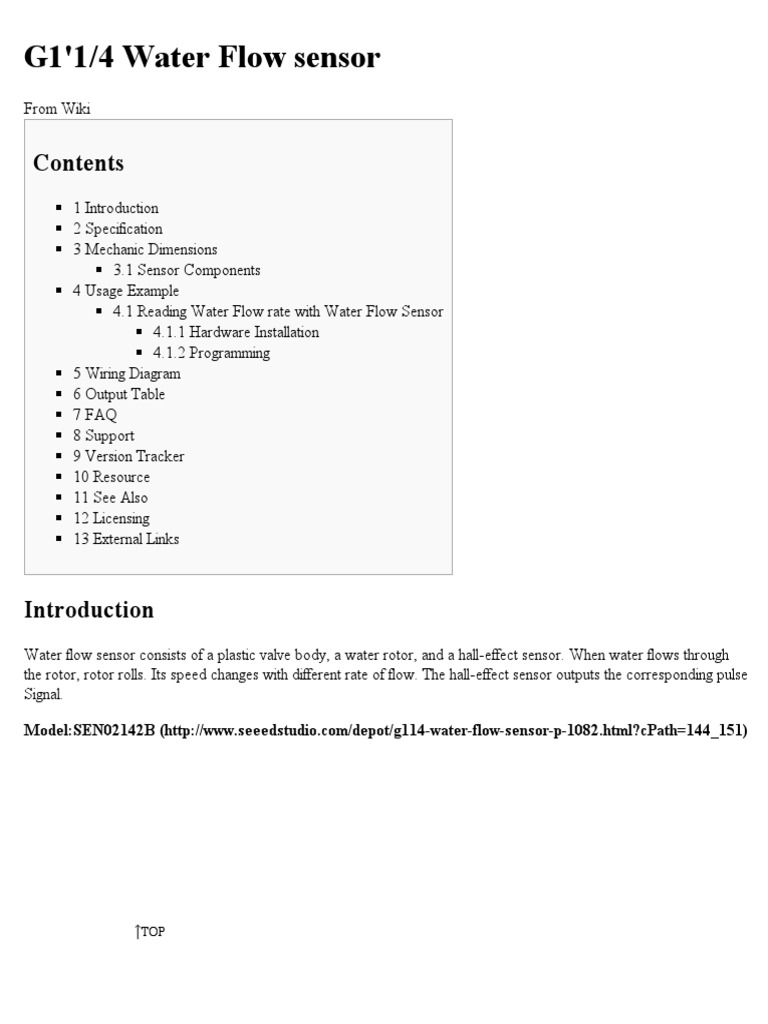 G1'1 - 4 Water Flow Sensor | PDF | Flow Measurement | Sensor