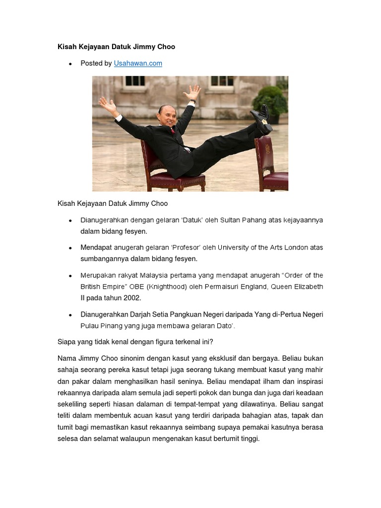 Kisah Kejayaan Datuk Jimmy Choo | PDF