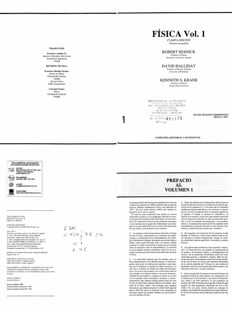 Física. Volumen 1 - Robert Resnick y David Halliday PDF | PDF