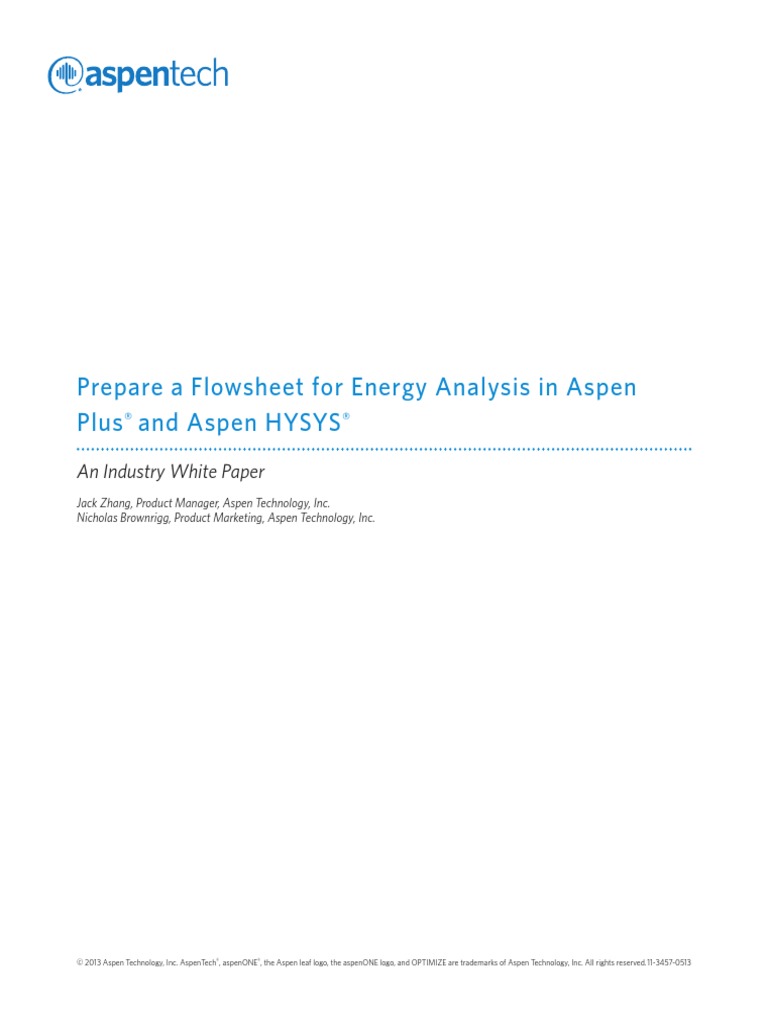 Prepare A Flowsheet For Energy Analysis in Aspen Plus and Aspen HYSYS | PDF