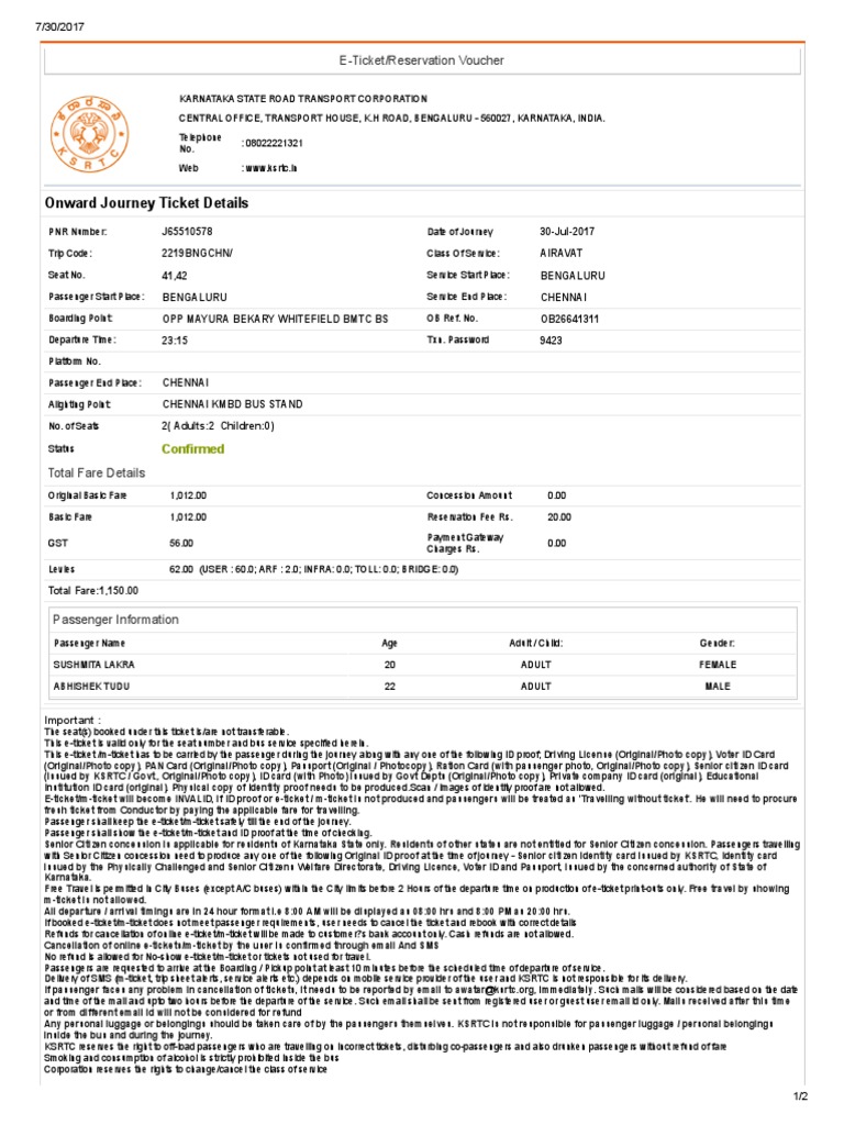 BUS TICKET.pdf | Identity Document | Ticket (Admission)