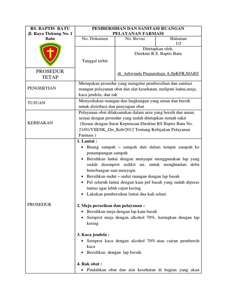 Spo Pembersihan Dan Sanitasi Ruangan | PDF