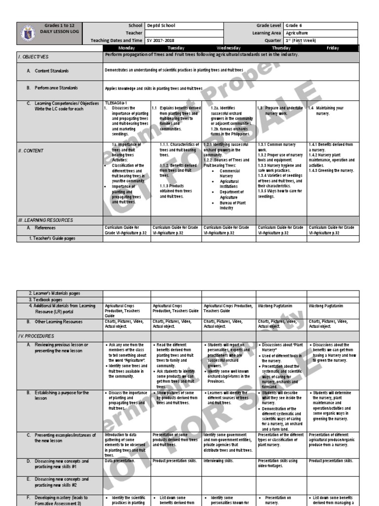 DLL Agriculture | Plant Nursery | Curriculum