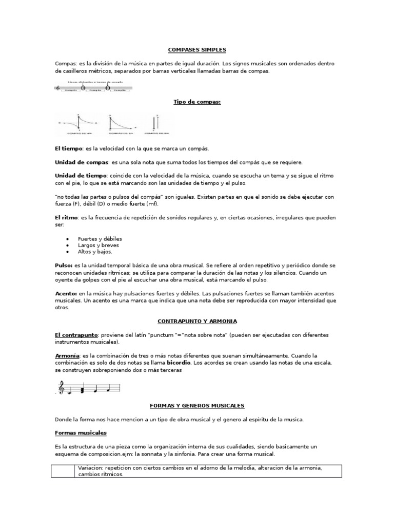 Compases Simples | PDF | Ritmo | Teoría musical