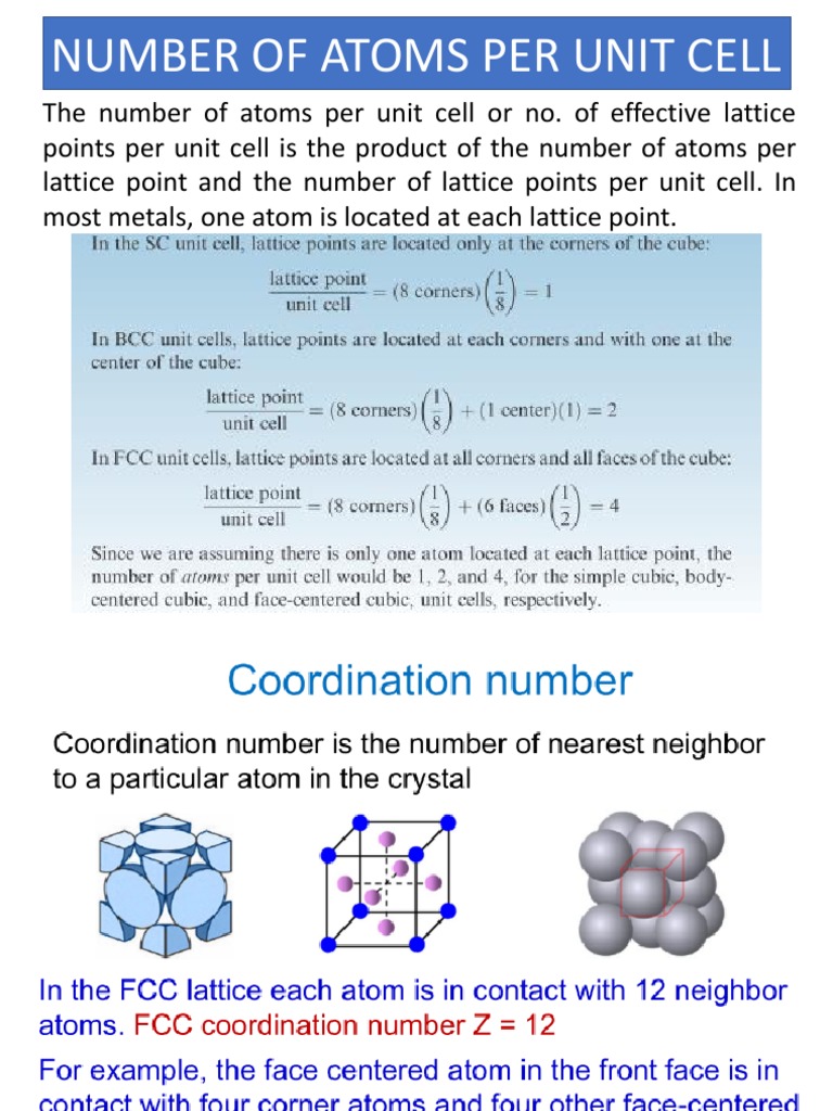 Number Of Atoms Per Unit Cell Pdf