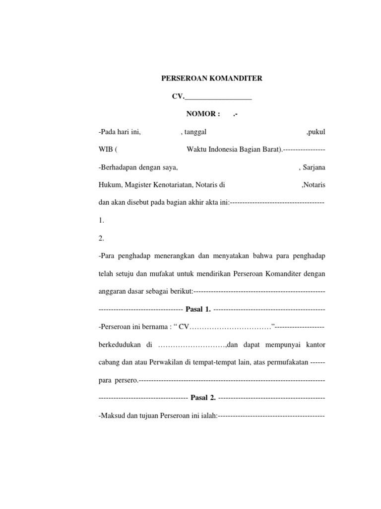 Contoh Akta CV PDF | PDF